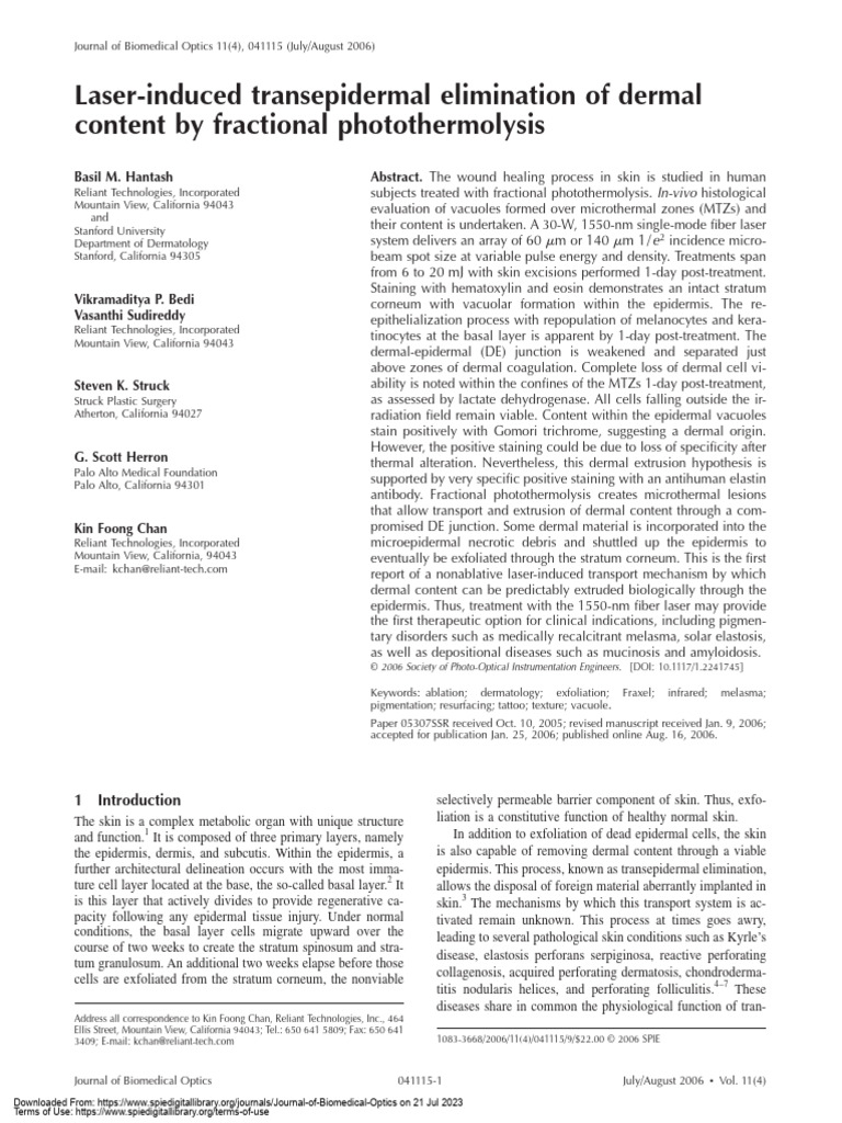 Basil M. Hantash 2023 | PDF | Epidermis | Skin