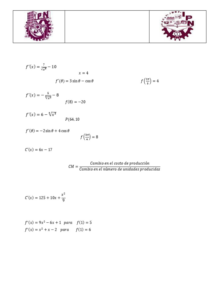 Problemas de Cálculo Integral y Costos | PDF