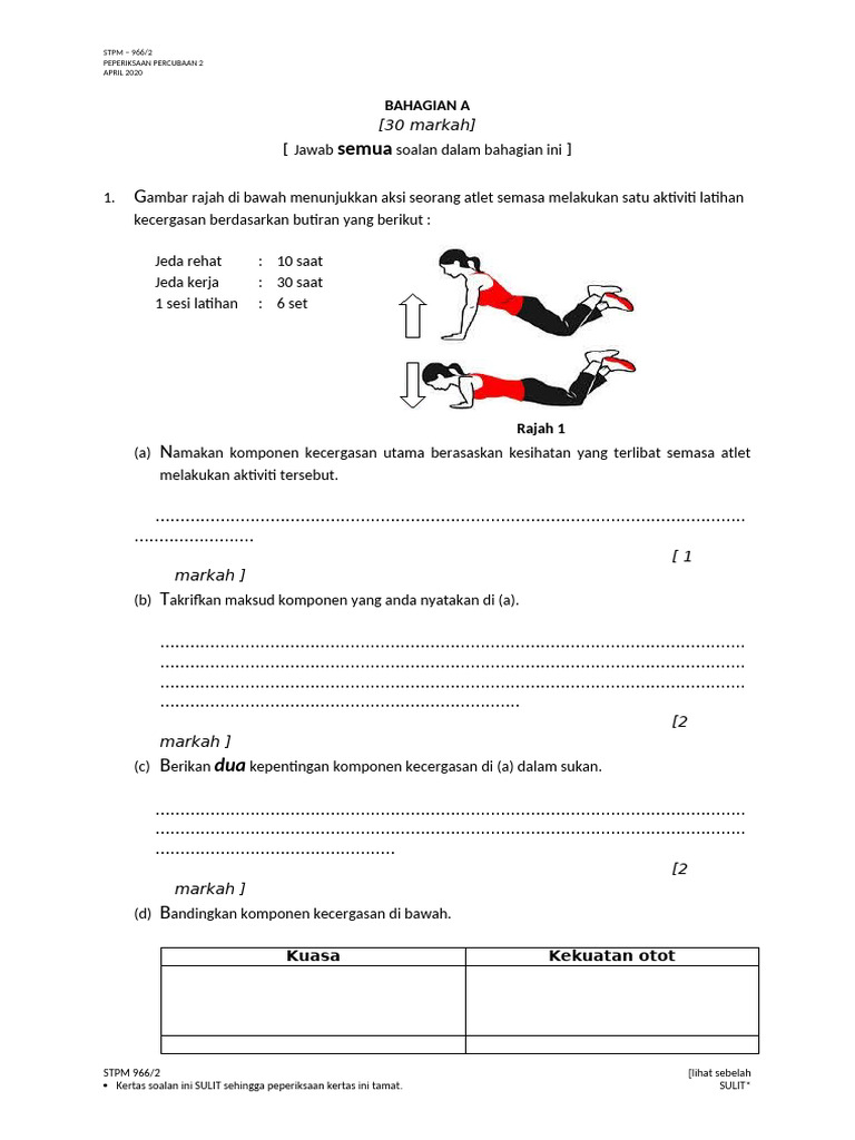Exam SSU Percubaan 2 S2 - 2020 | PDF