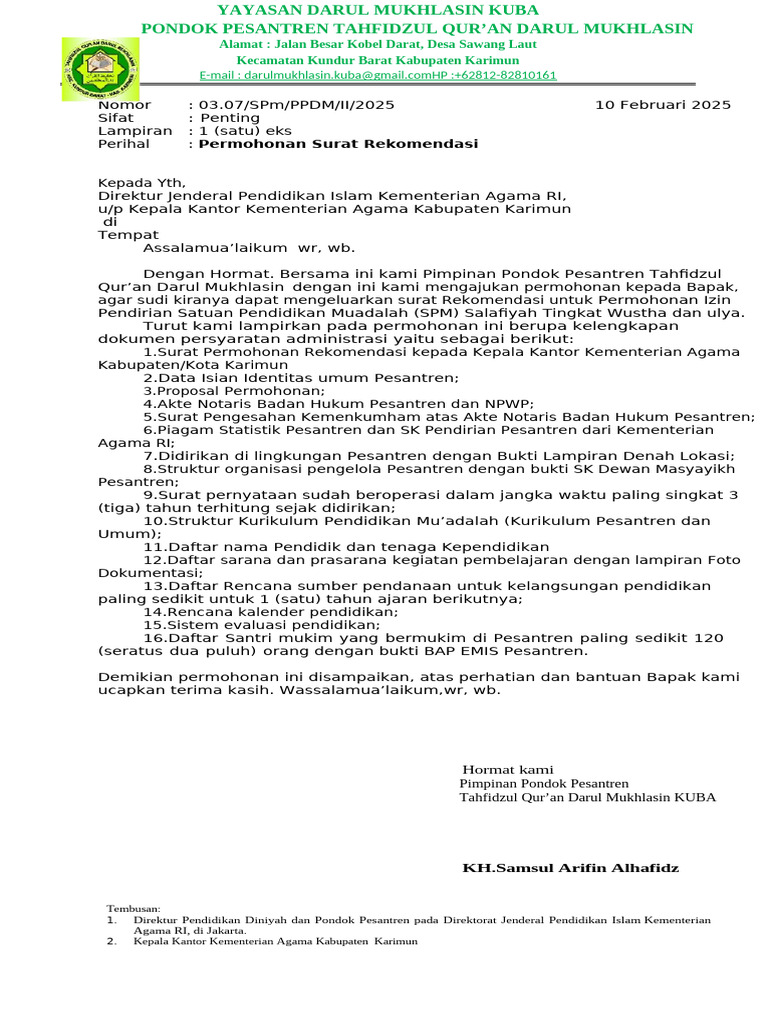 Permohonan Rekomendasi Izin SPM | PDF
