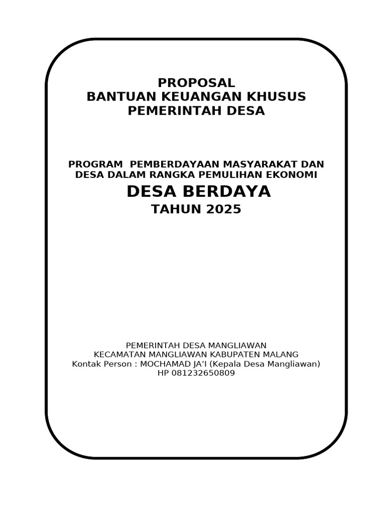 Proposal Permohonan BKK Program Desa Berdaya 2024 | PDF