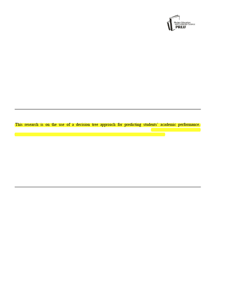 A Decision Tree Approach For Predicting Students Academic Performance | PDF | Data Mining ...