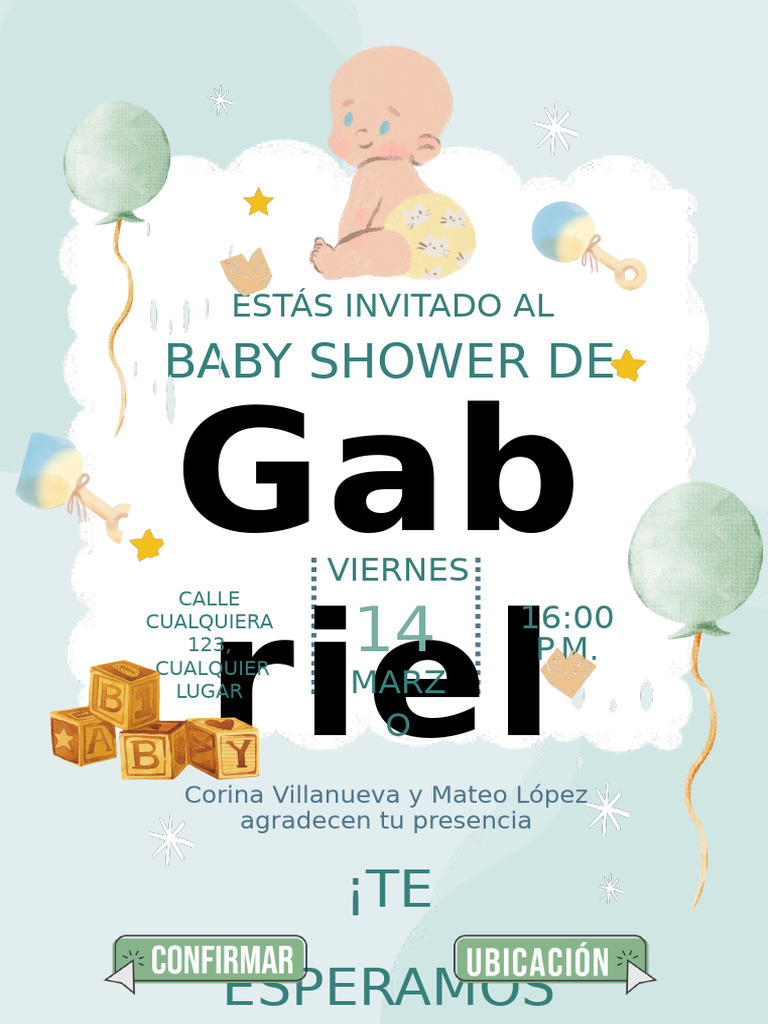 Baby Shower Ilustrado Azul | PDF