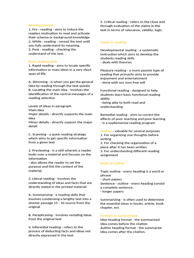 Reading and Writing Reviewer | PDF | Word | Citation