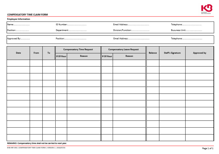 Compensatory Claim - Form Blank 2 | PDF