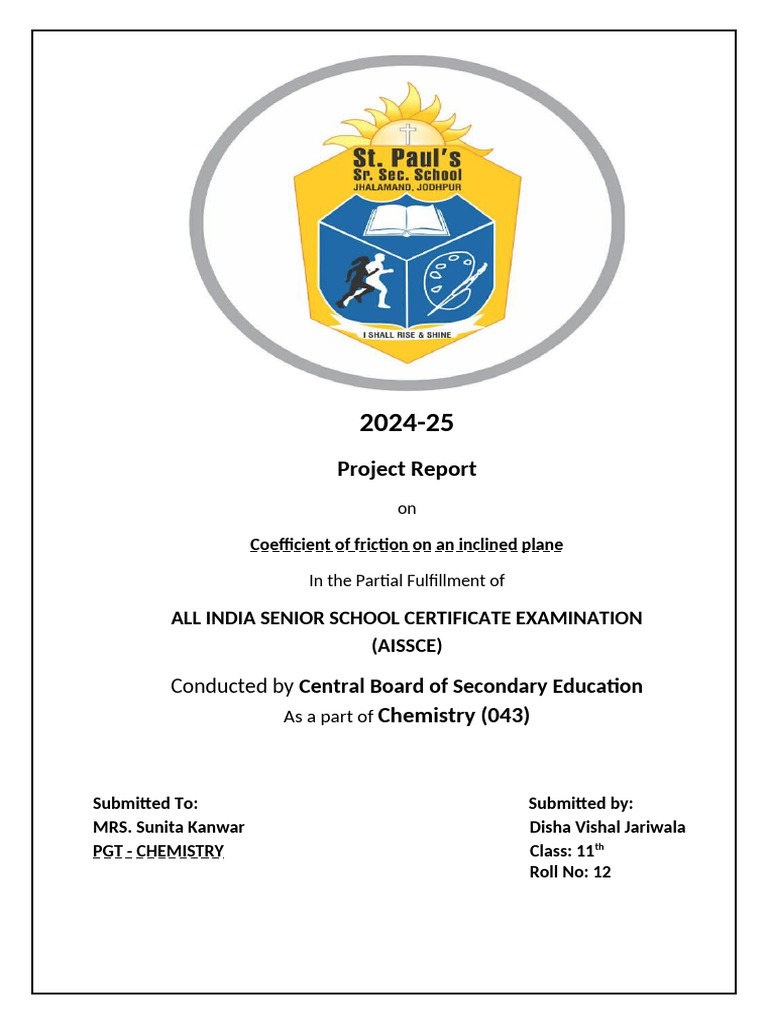 Project Report Cover Page 2024-25 | PDF