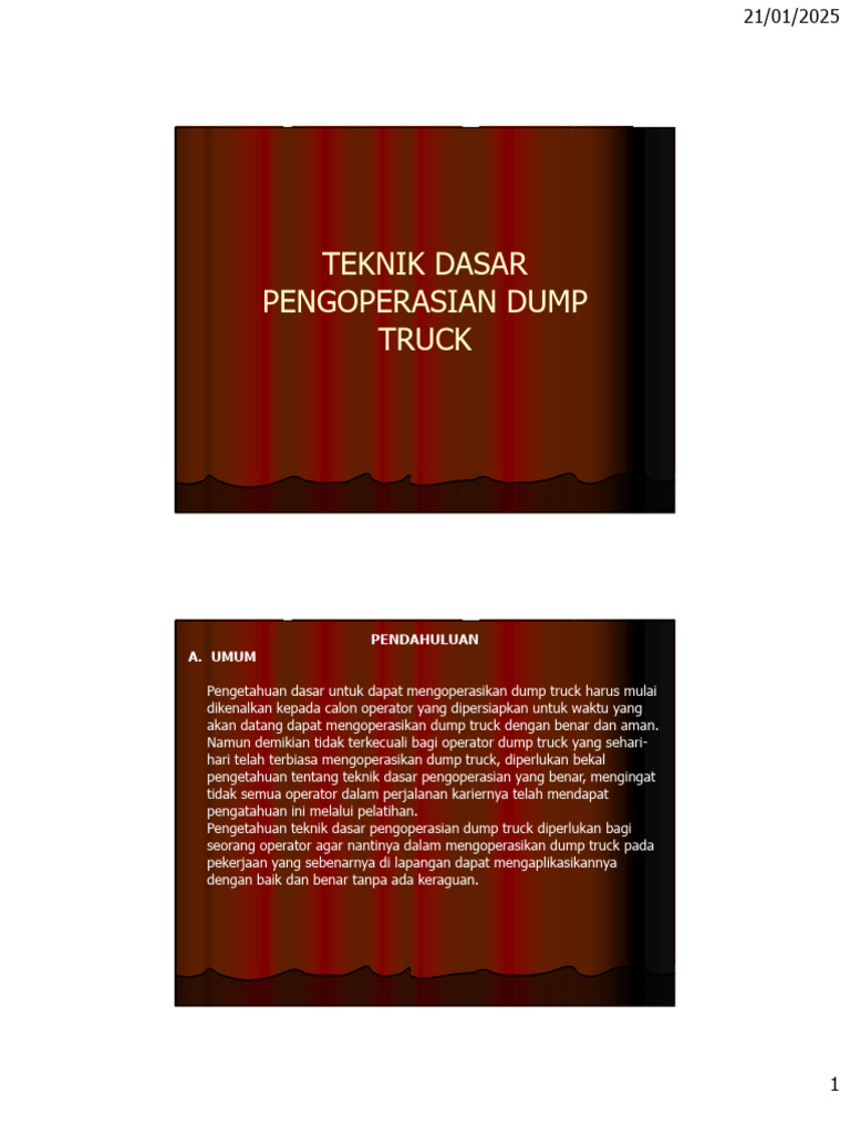 Teknik Dasar Pengoperasian Dump Truck | PDF