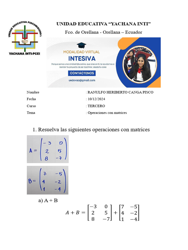Tarea 3 Matematicas 3ro Bgu | PDF