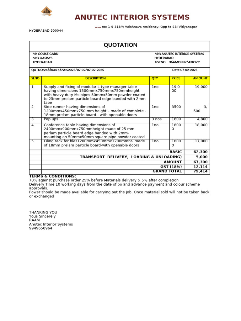 Quotation For Modular - 07-02-25 | PDF | Industrial Processes | Materials