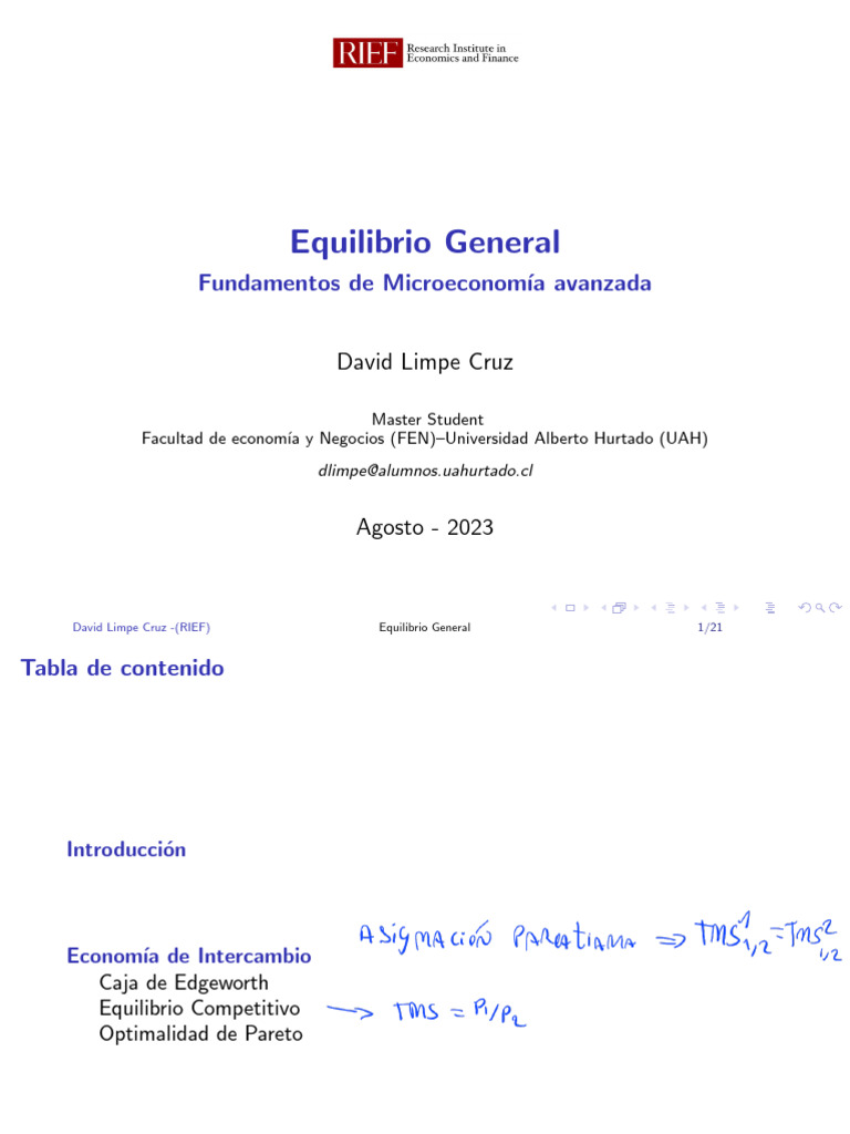 Equilibrio General RIEF Mod | PDF | Teoría del equilibrio general ...