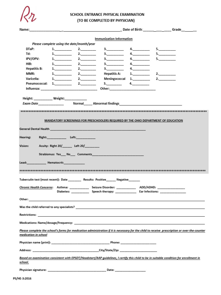 Student Entrance Medical Report | PDF | Health Sciences | Human ...