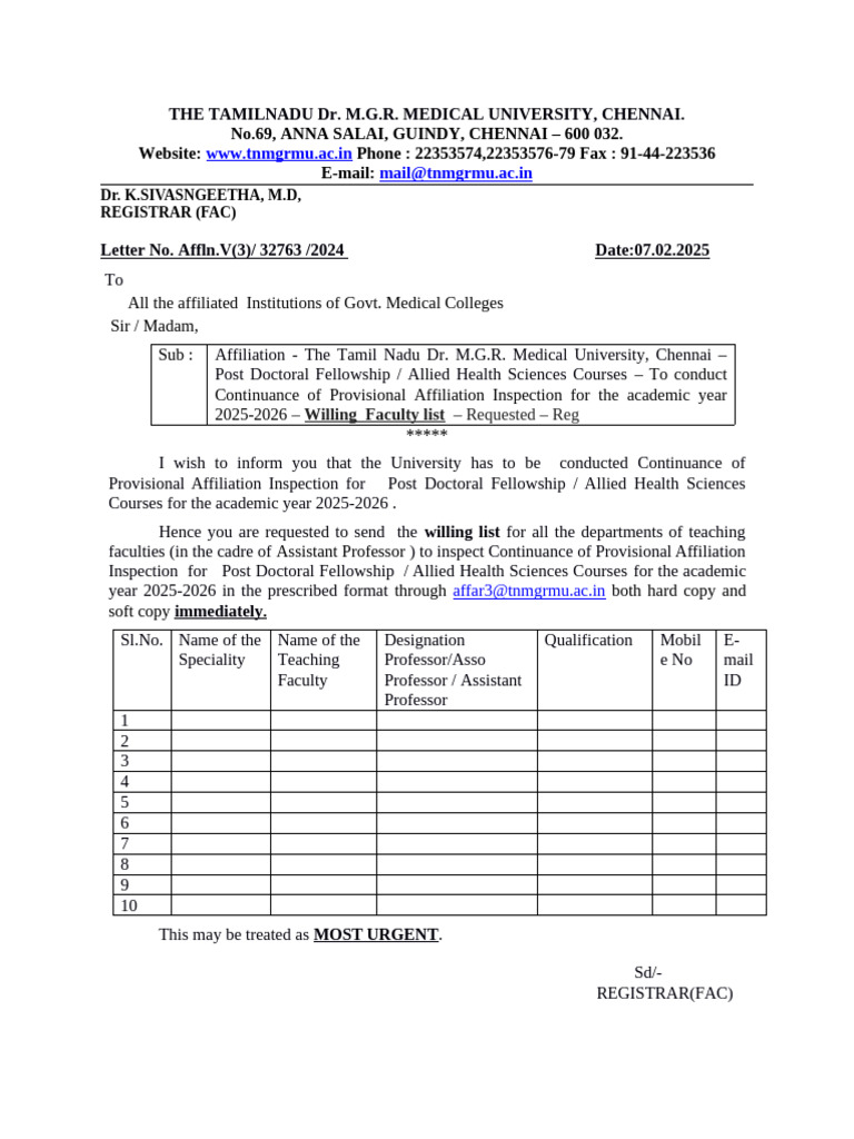 Willing List Req Letter | PDF