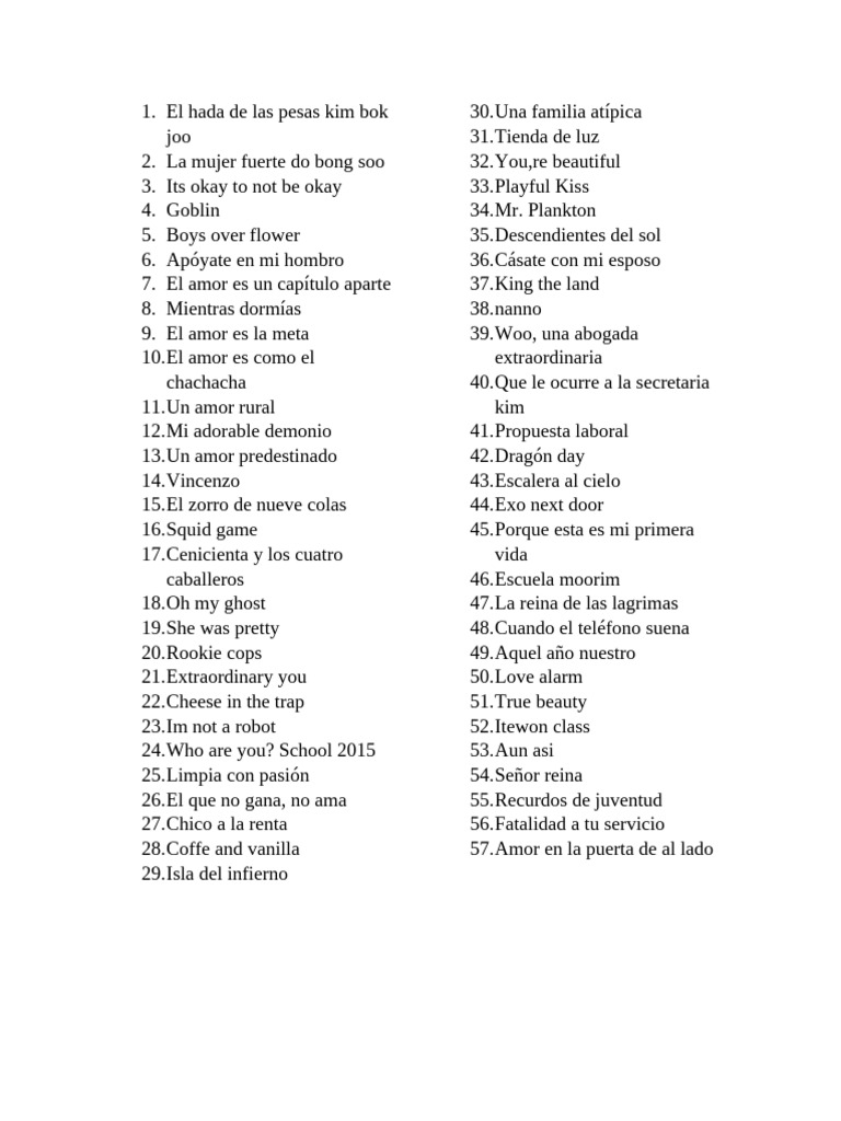 Lista de Dramas Coreanos Populares | PDF