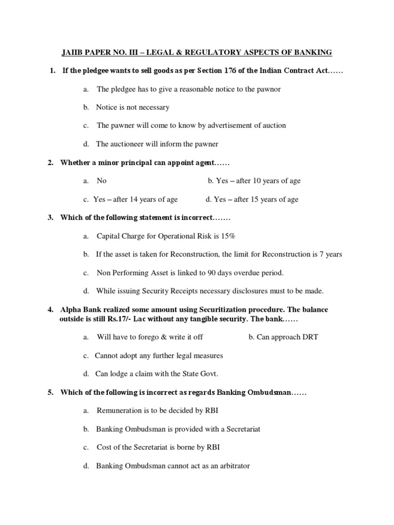 Jaiib - Paper III | PDF