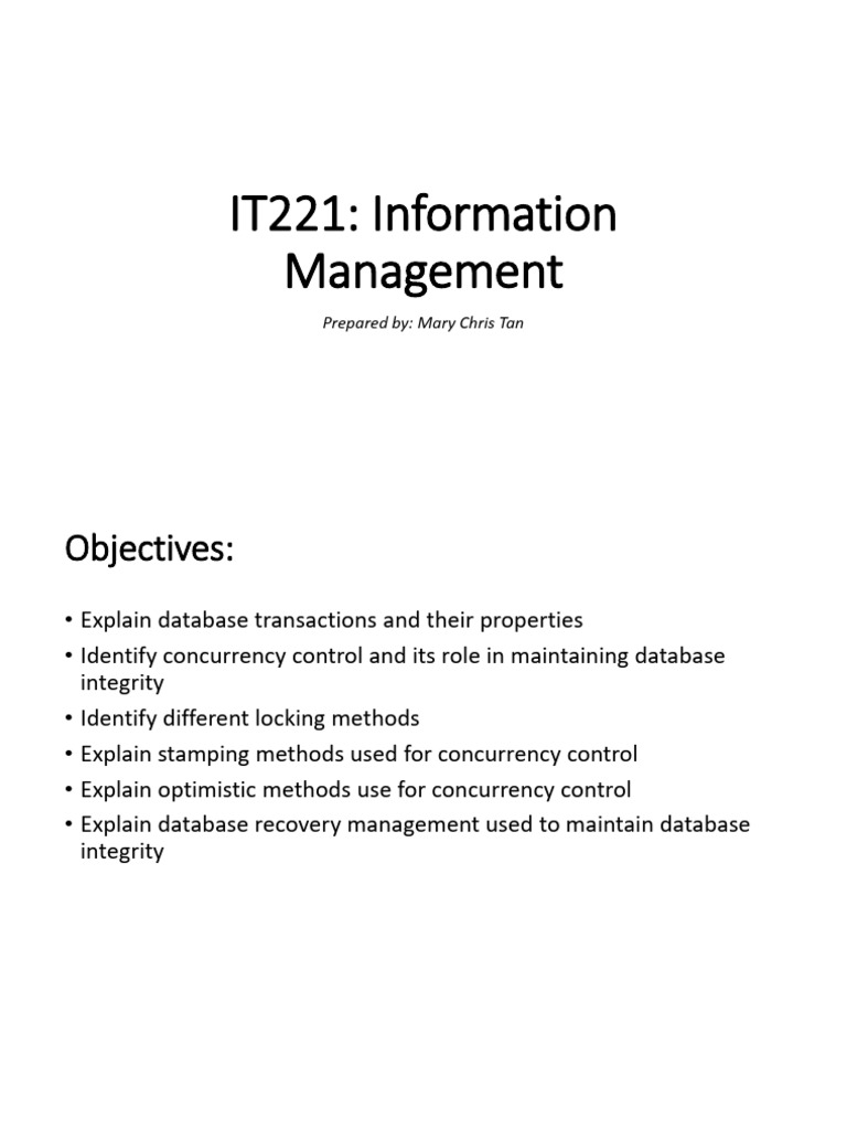 Transaction Management And Concurrency Control Pdf Database