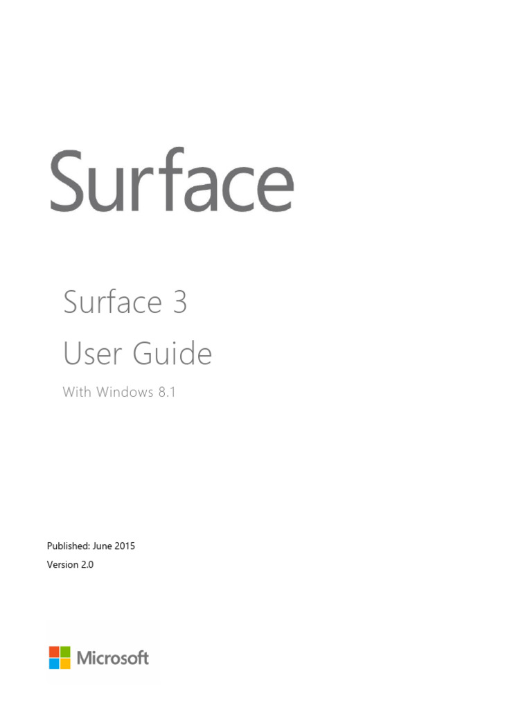 Microsoft 10 8 Surface 3 Multi Touch Tablet gk7 00008 B H 386293 User Manual | PDF | Microsoft ...