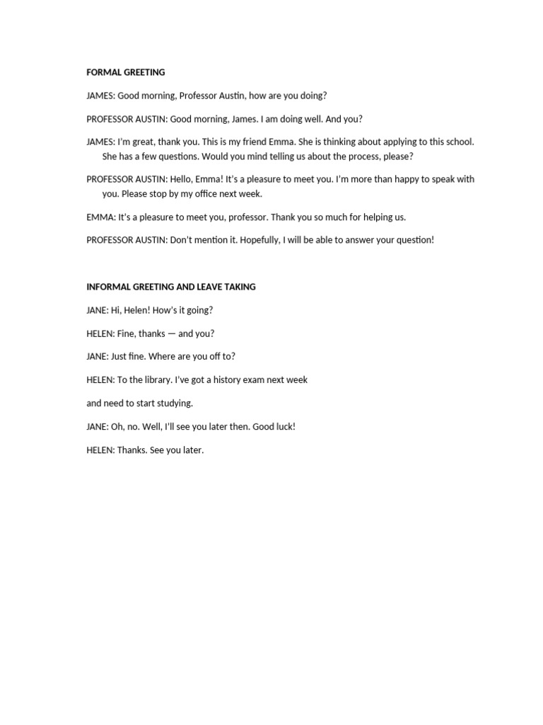 Formal Greeting | PDF