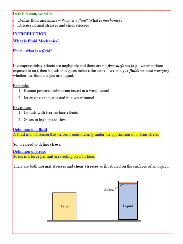 Fluid Mechanics Lesson 01A NA | PDF