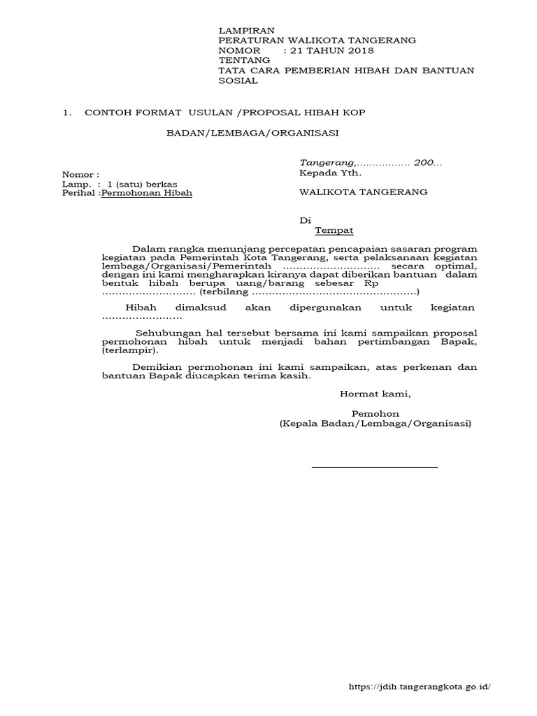 Contoh Surat Permohonan Hibah | PDF