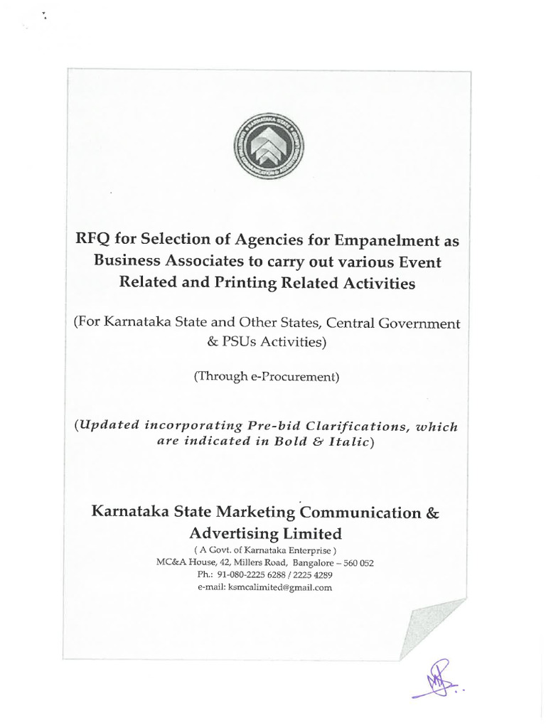 Revised KSMCA Tender | PDF