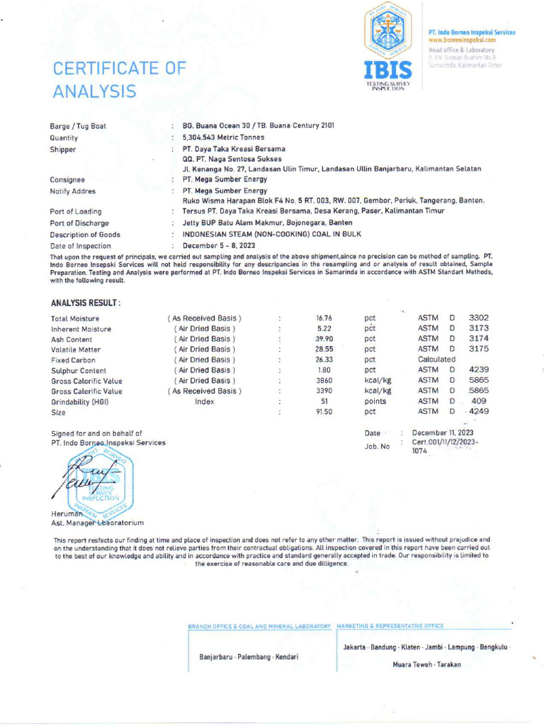 CRTF - DTKB - BG. BUANA OCEAN 30 - TB. BUANA CENTURY 2101 | PDF