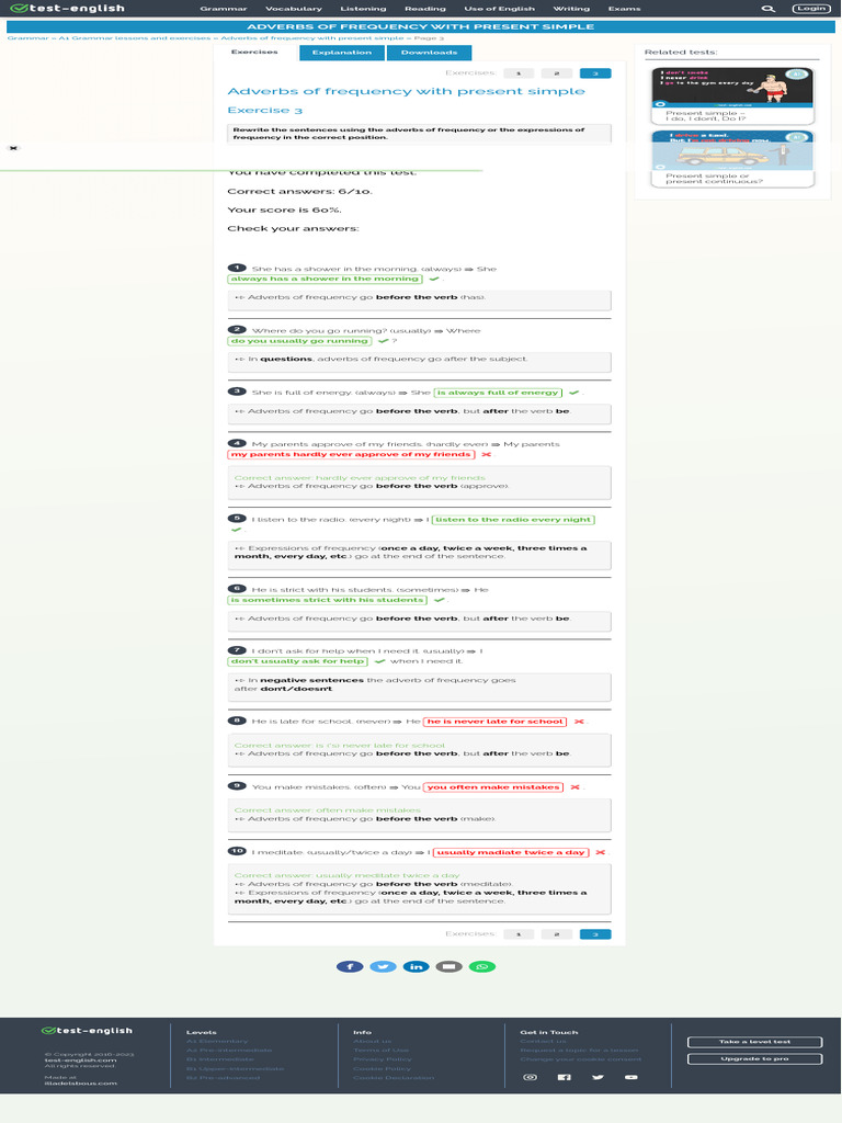 Adverbs of frequency with present simple - Page 3 of 3 - Test-English ...