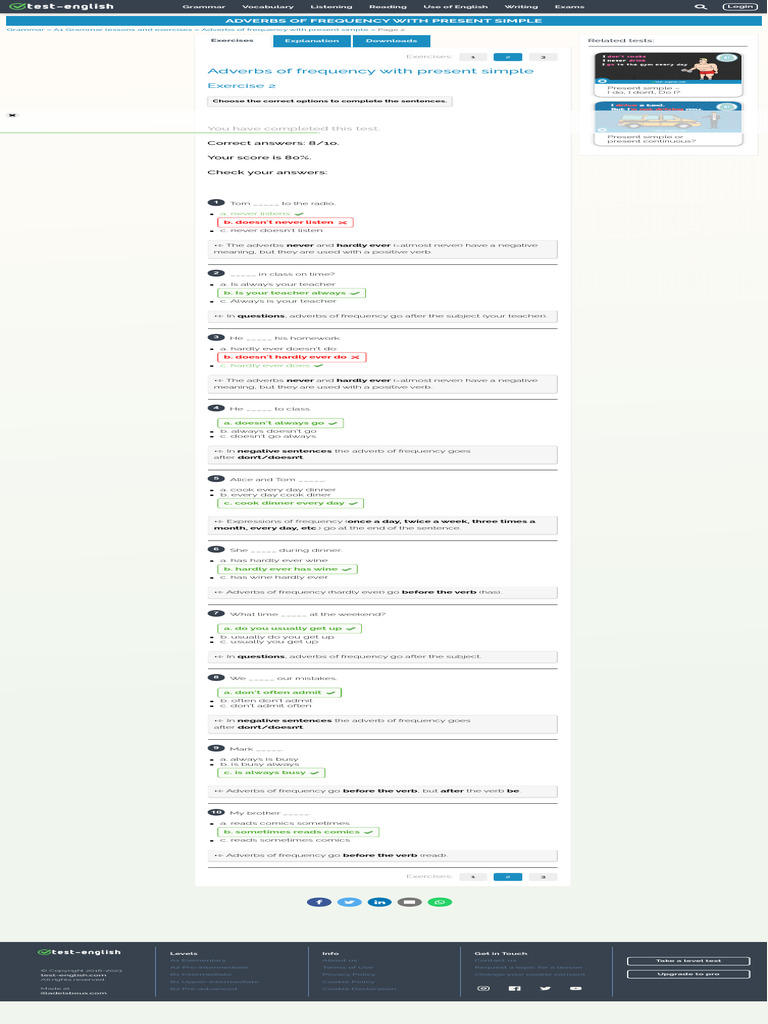 Adverbs of Frequency With Present Simple - Page 2 of 3 - Test-English ...