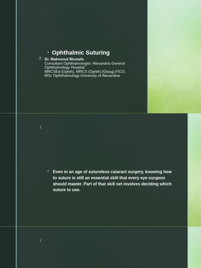 Ophthalmic Sutures | PDF