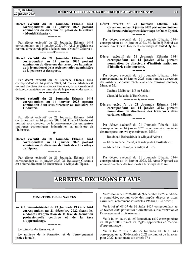 Texte Dapplication de La Taxe de Formation Et Taxe Dapprentissage | PDF