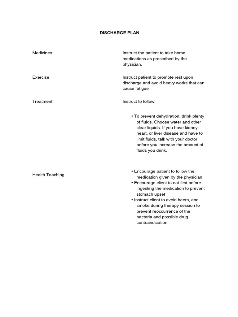 Discharge Plan | PDF