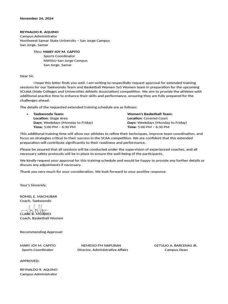 Training Letter | PDF