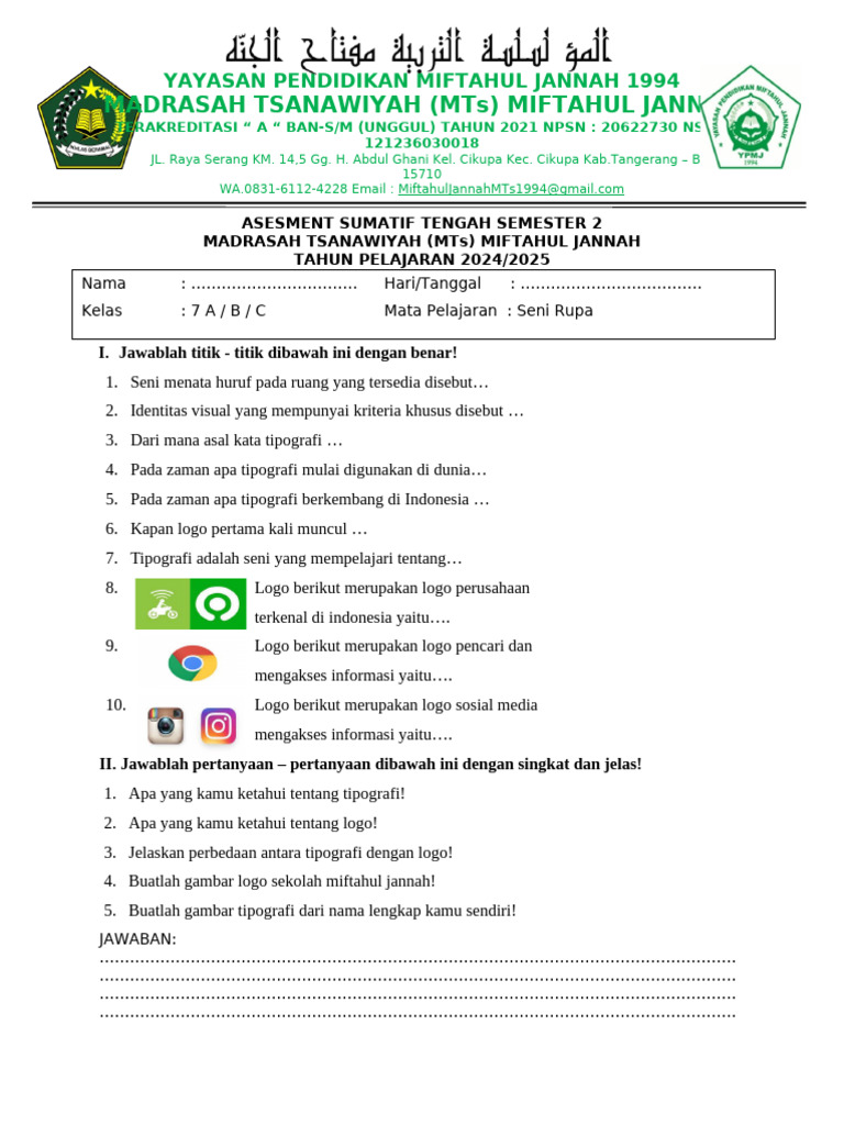 Kop Soal PTS | PDF