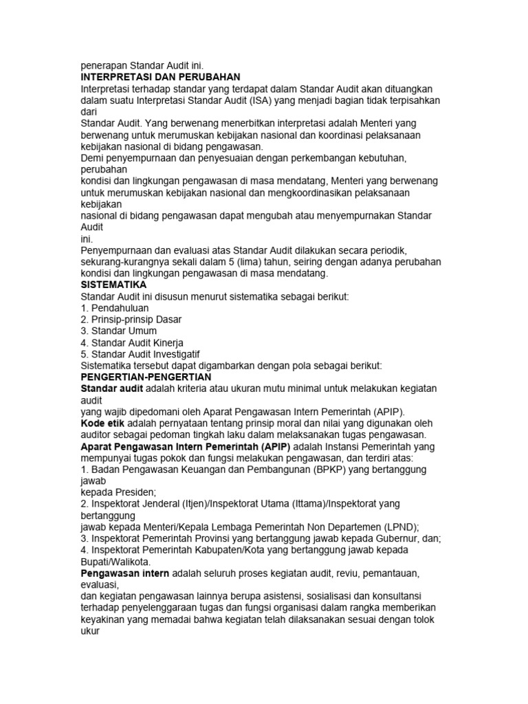 Standar Audit APIP: Prinsip dan Ruang Lingkup | PDF