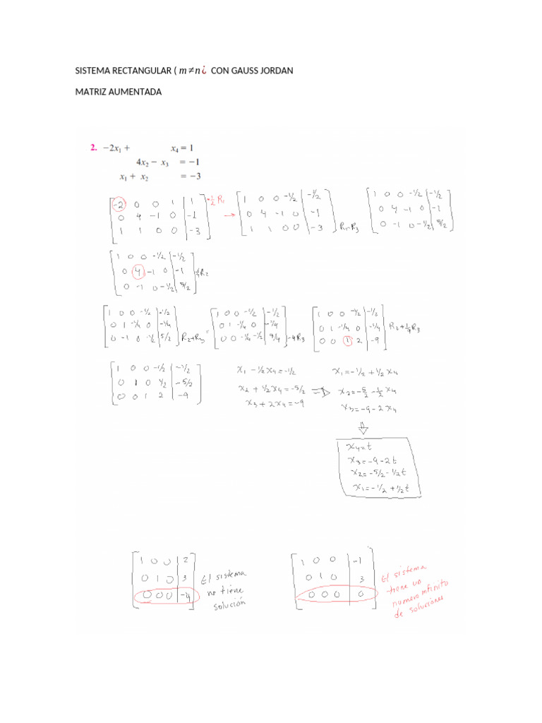 Sistema Rectangular - Gauss Jordan (Matriz 3X4) | PDF