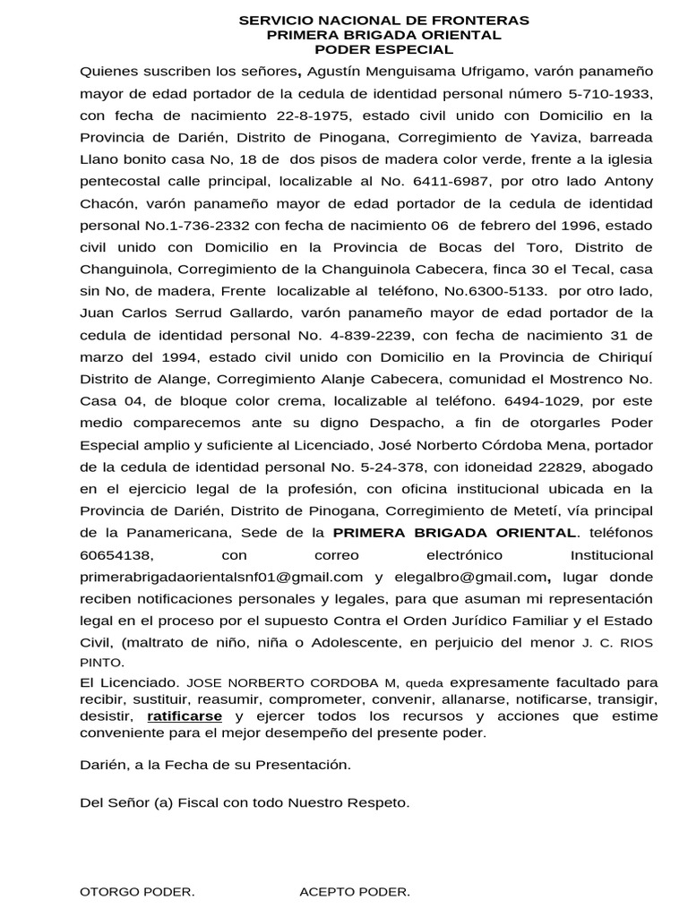 Poder Especial para Representación Legal | PDF | Panamá