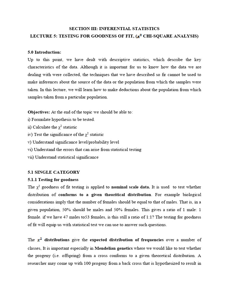Chi-Square Goodness of Fit Analysis | PDF | Type I And Type Ii Errors ...