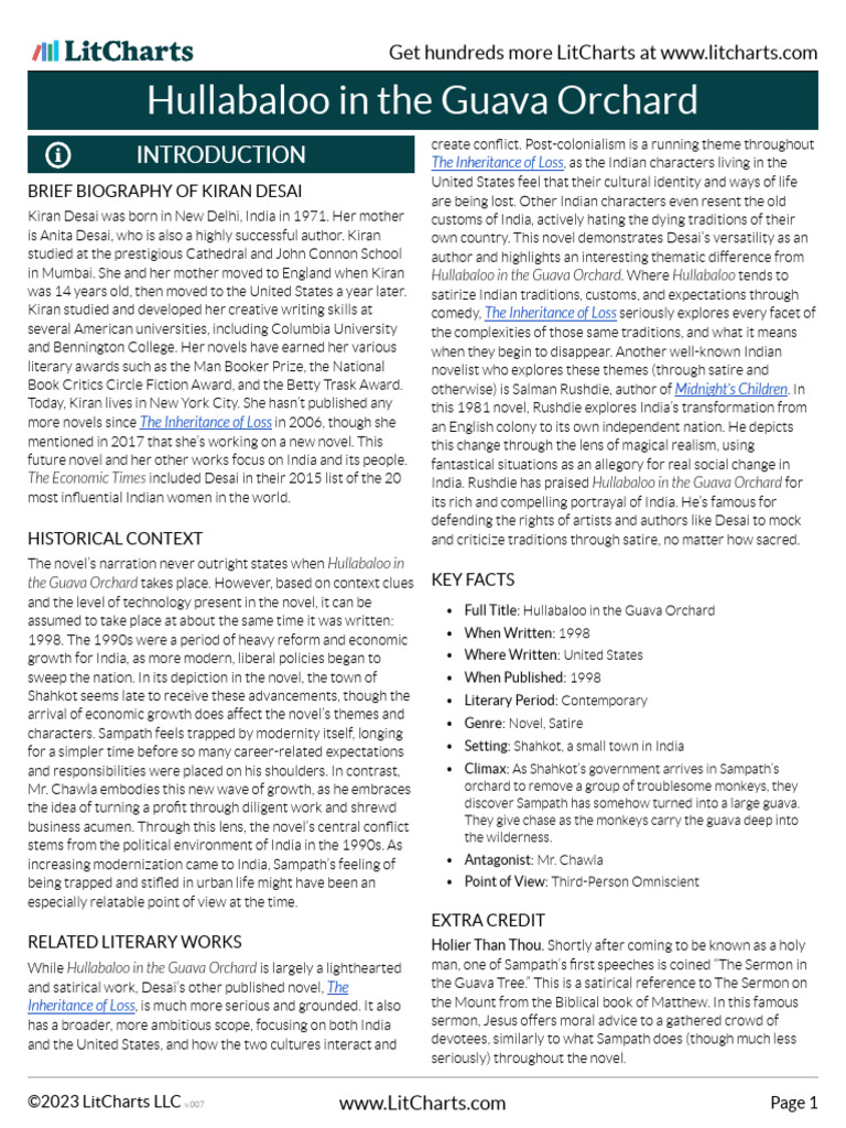 Hullabaloo in The Guava Orchard LitChart | PDF