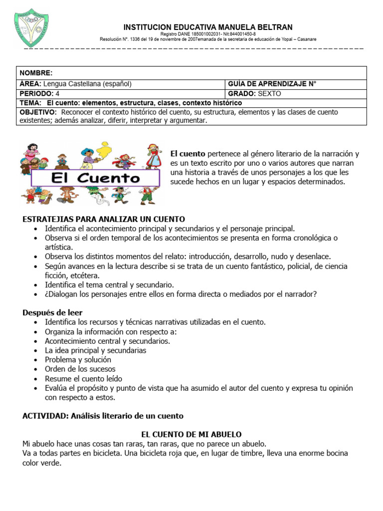 Guía de Análisis de Cuentos | PDF | Cuentos | Narración