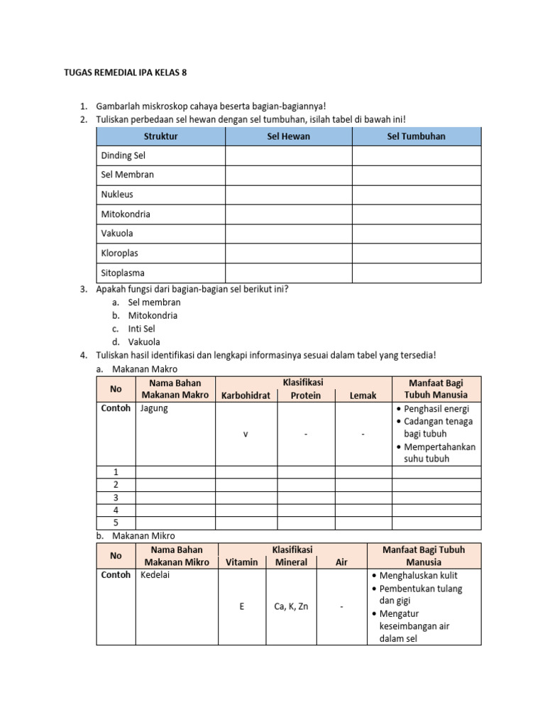 Tugas Remedial Ipa Kelas 8 | PDF