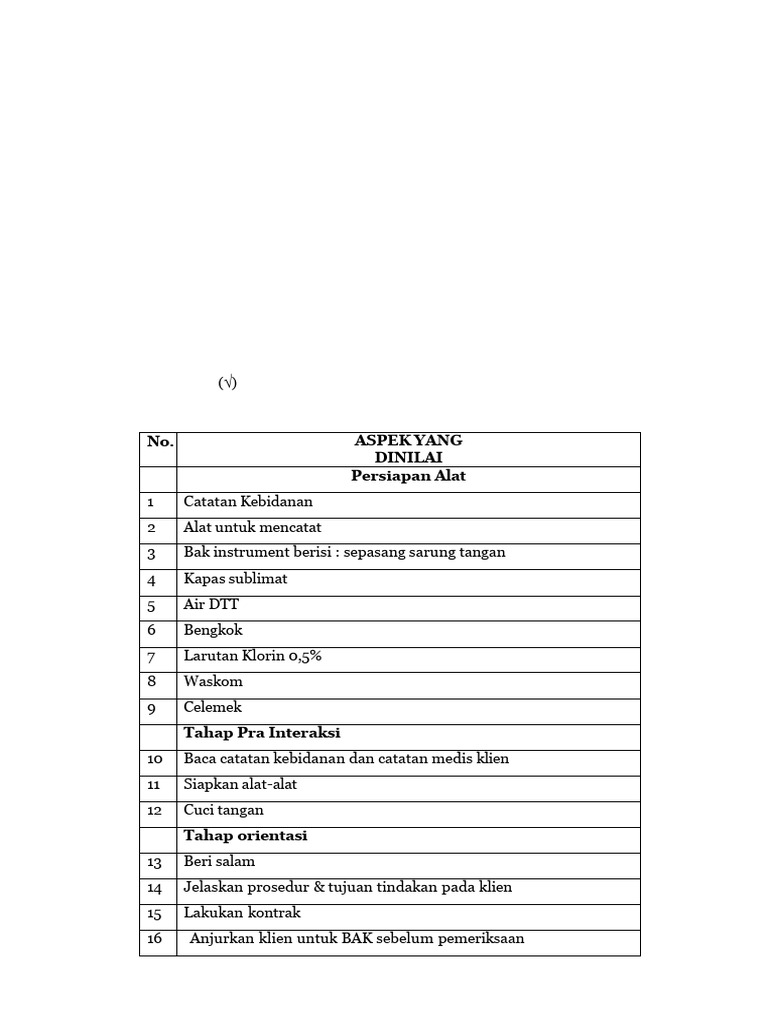 Format Prosedur Periksa Dalam Vagina | PDF