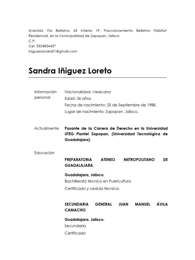 Curriculum Vitae Sandra Iã - Iguez | PDF | México | Derecho laboral