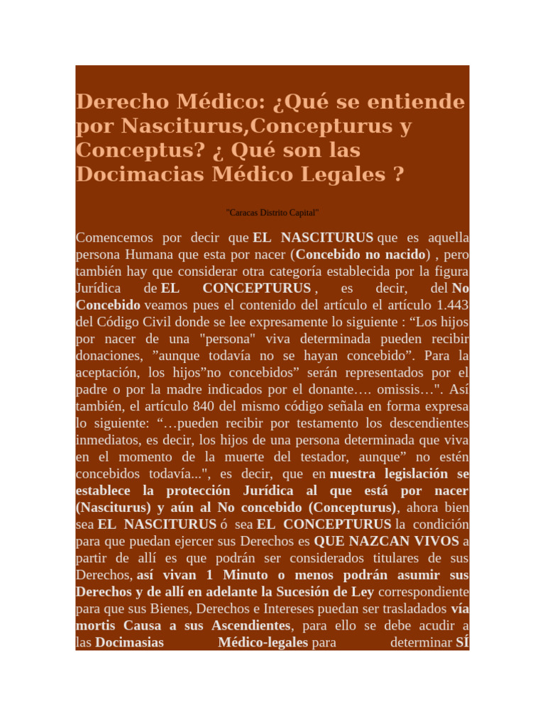 Nasciturus y Concepturus en Derecho Médico | PDF