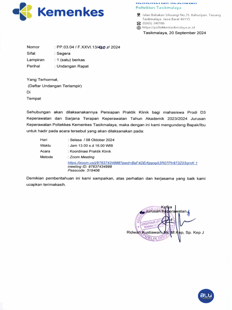 Surat Undangan PBK Strkep Ganjil | PDF