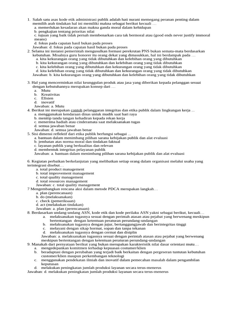 Soal Dan Jawaban Mooc Lan Ri 2024 | PDF