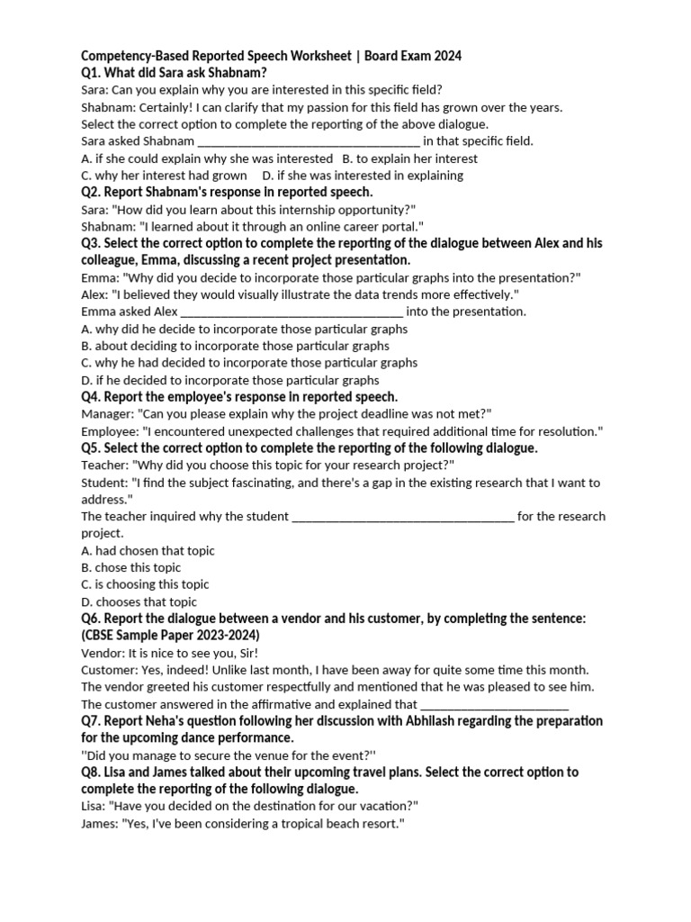 Competency Based Question 2024 Board | PDF