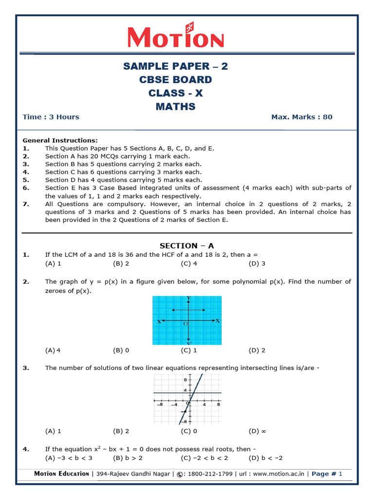 CBSE Class 10 Sample Paper 2 - Maths | PDF | Equations | Zero Of A Function