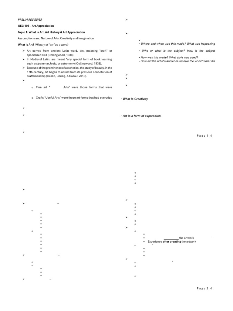 PRELIM-REVIEWER-ART-APP | PDF | The Arts | Fine Art