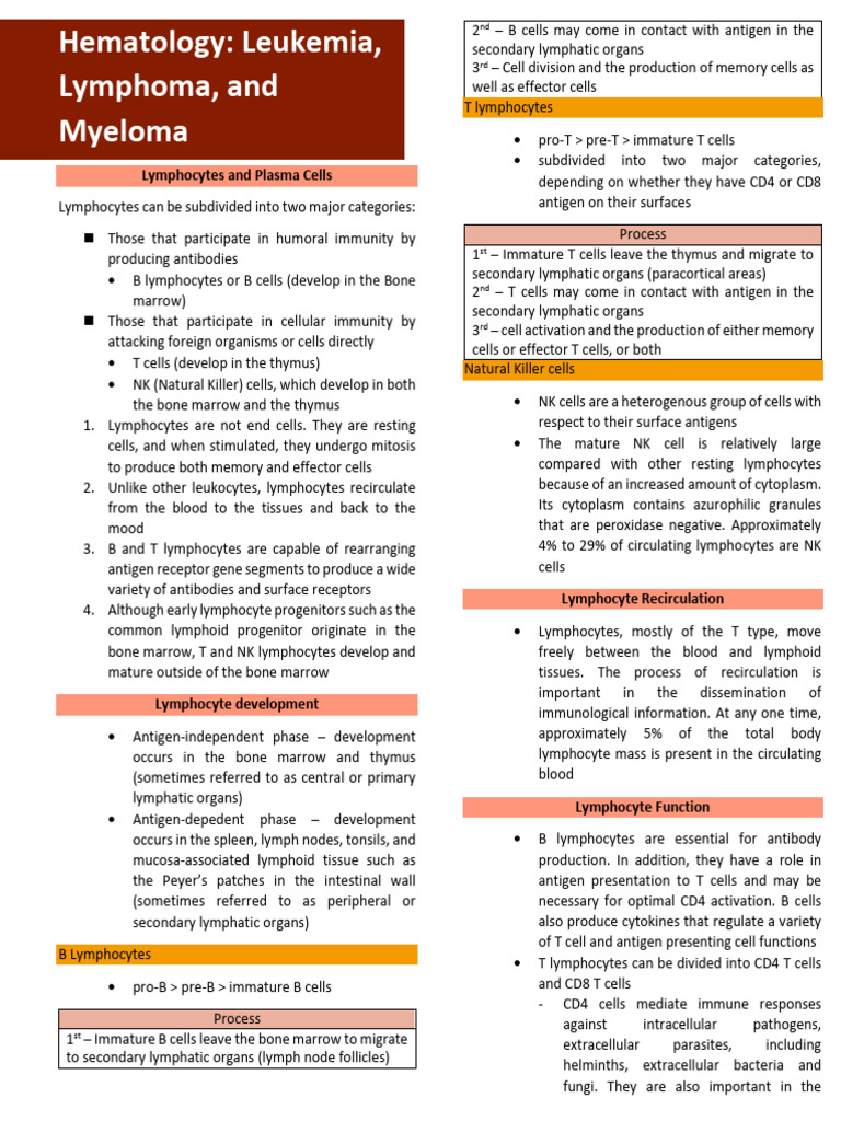 Understanding Leukemia and Lymphocyte Types | PDF | Lymphocyte ...
