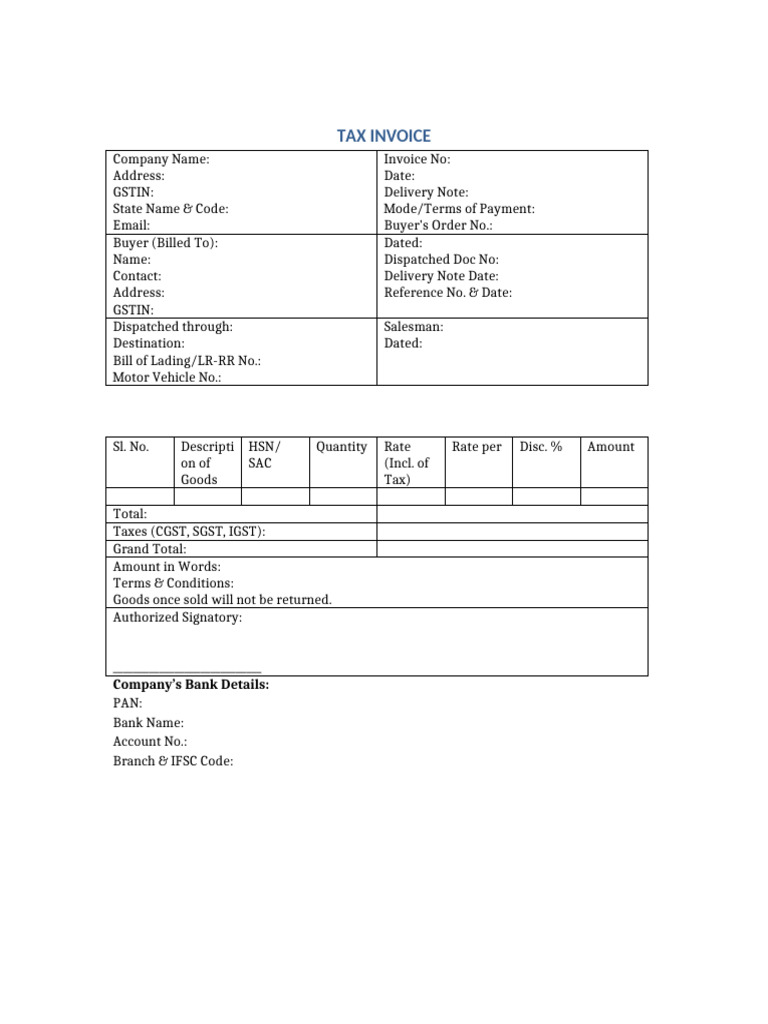 Tax Invoice Template | PDF