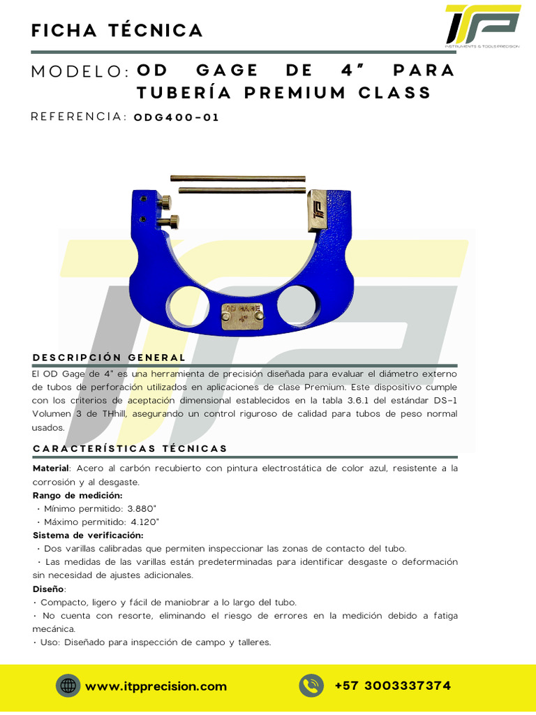 OD Gage 4" para Tubos Premium | PDF | Calibración | Medición